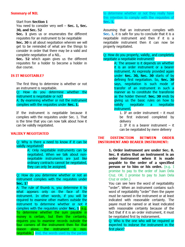 Nil Lecture 1 | PDF | Negotiable Instrument | Cheque
