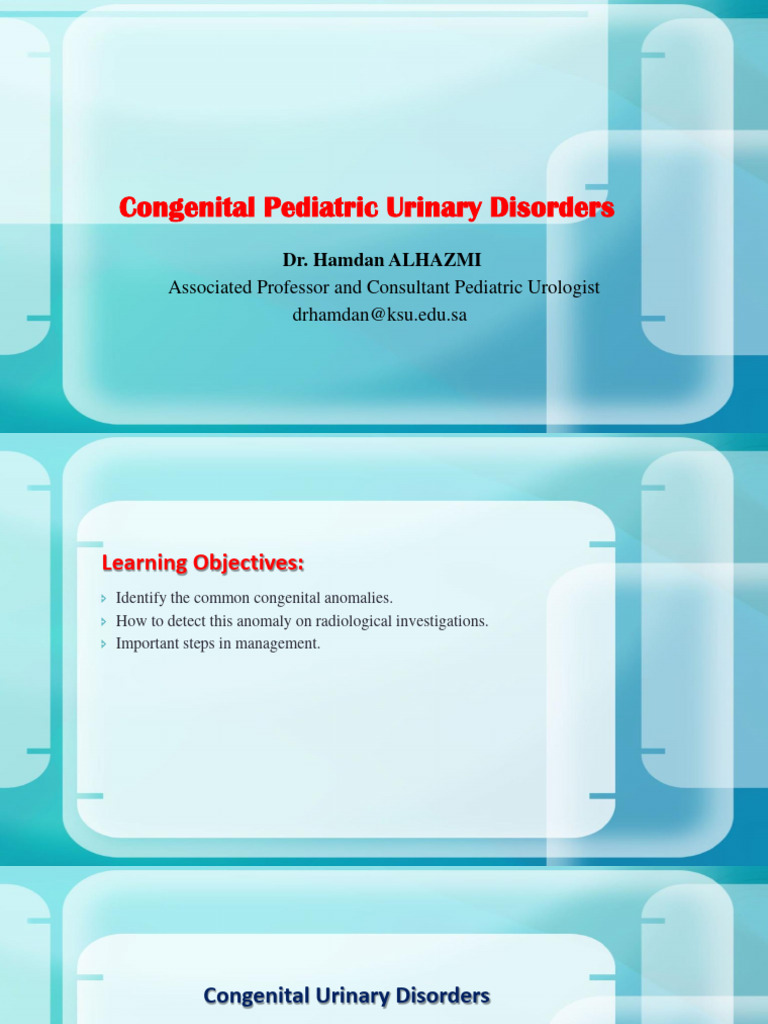 Congenital Pediatric Urinary Disorders | PDF | Kidney | Urinary System