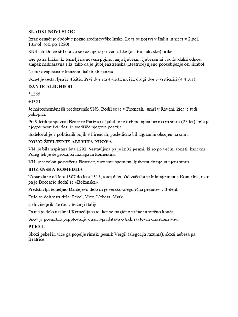 Dante Alighieri In Sladki Novi Slog Pdf