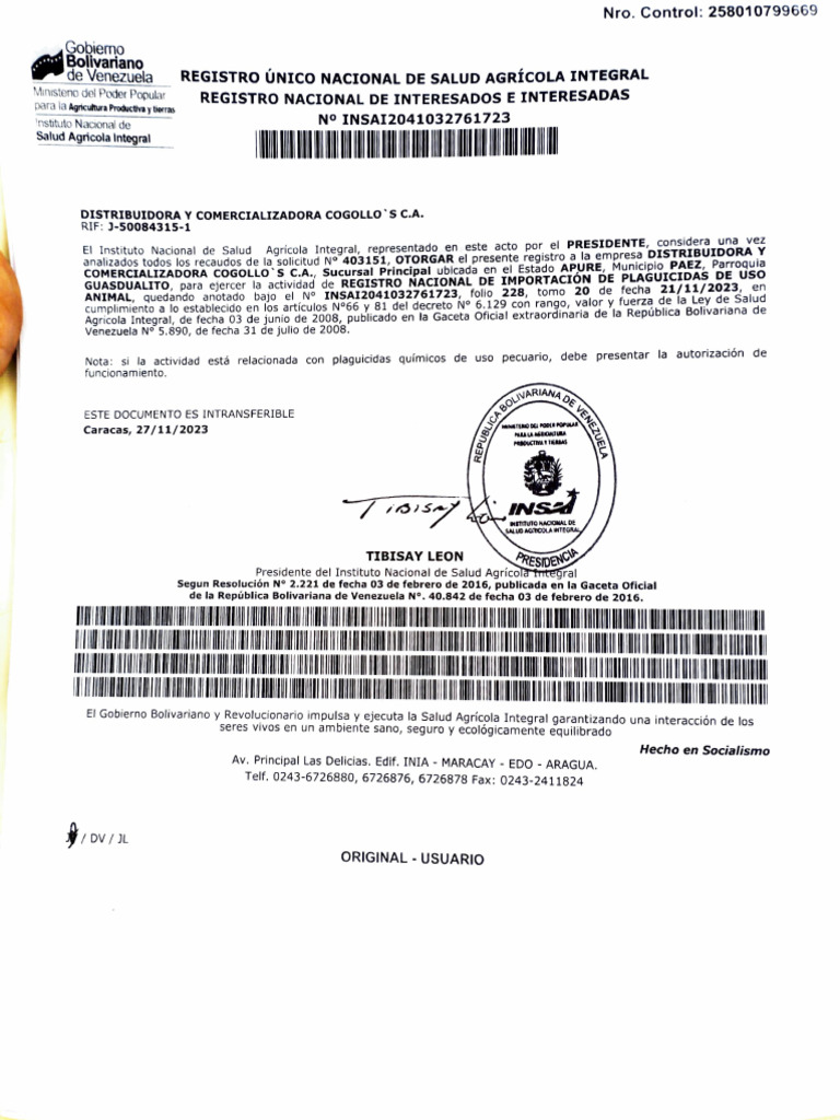 Certificados Insai | PDF | Venezuela