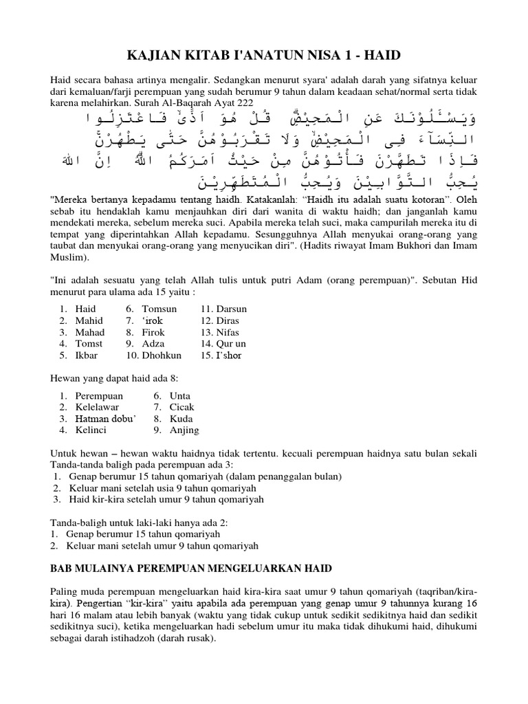 Kajian Kitab I'anatun Nisa | PDF