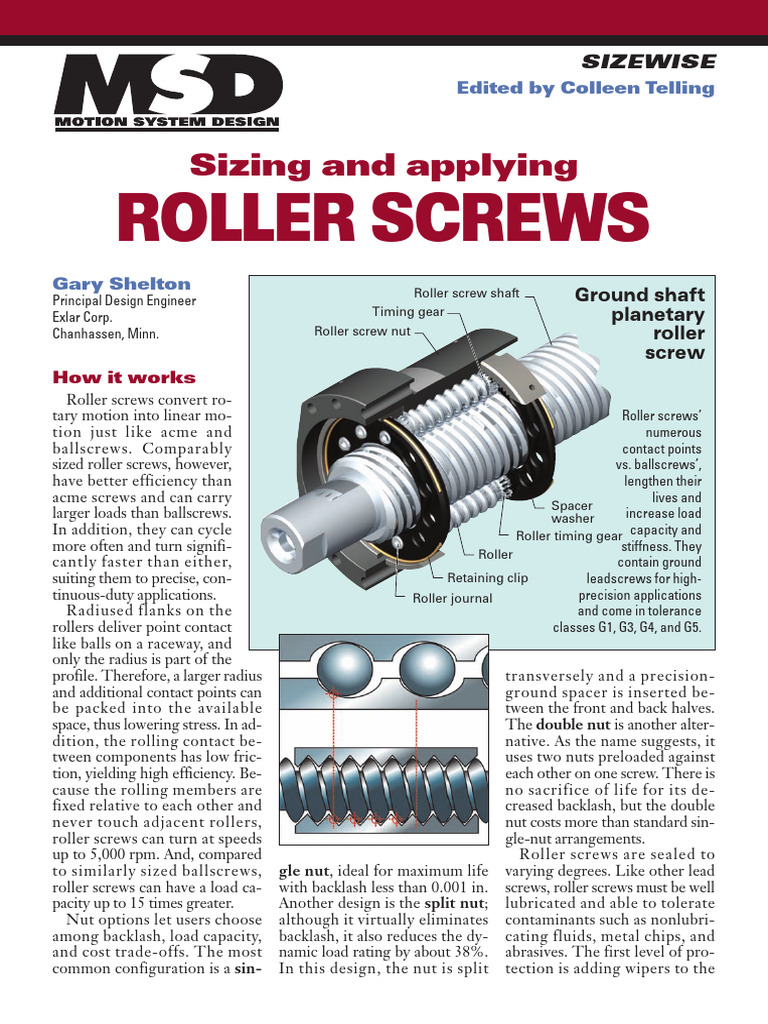 Roller Screws Article | PDF