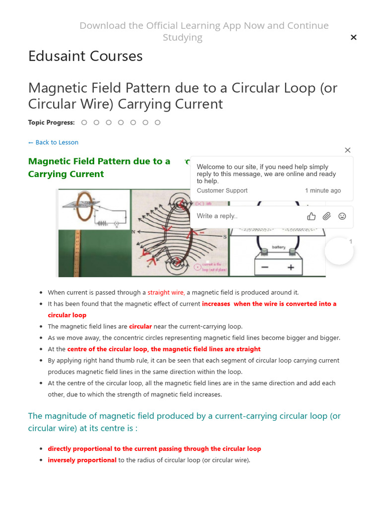 Magnetic Field Pattern due to a Circular Loop (or Circular Wire) Carrying Current - Edusaint ...