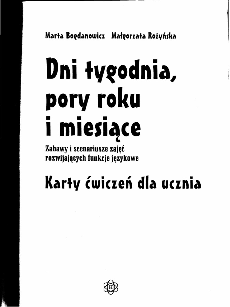 Dni Tyqodnia, Pory Roku I Miesiace - Karty Cwiczen | PDF