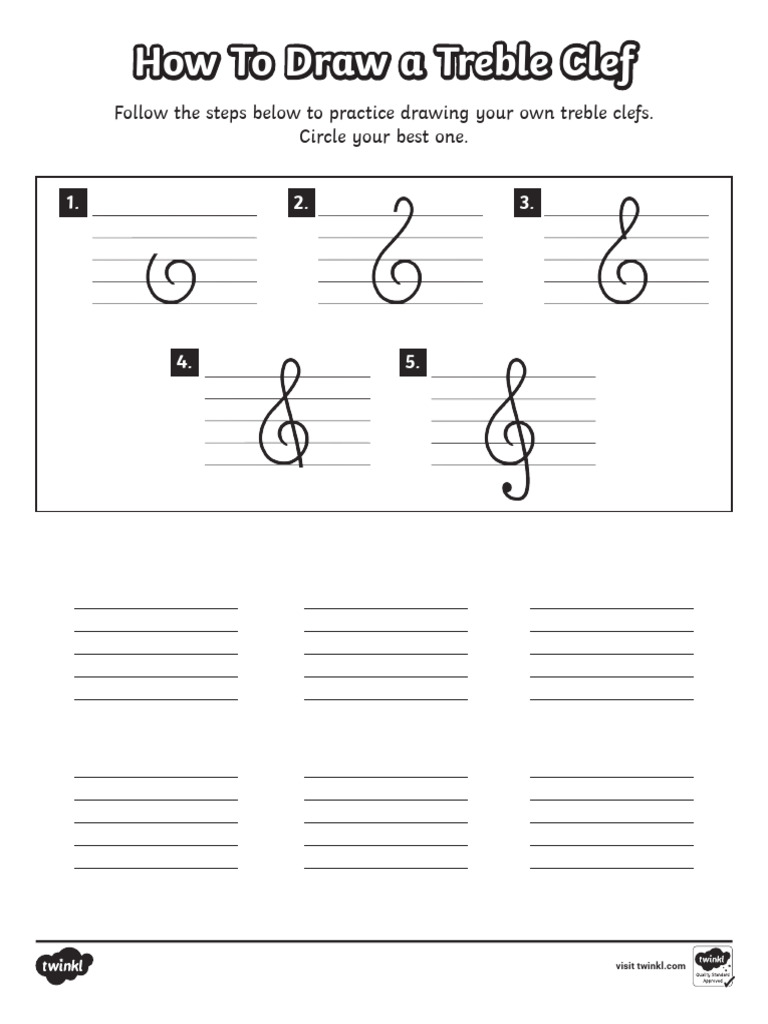 How To Draw A Treble Clef Activity Us Mu 1629592055 - Ver - 1 | PDF