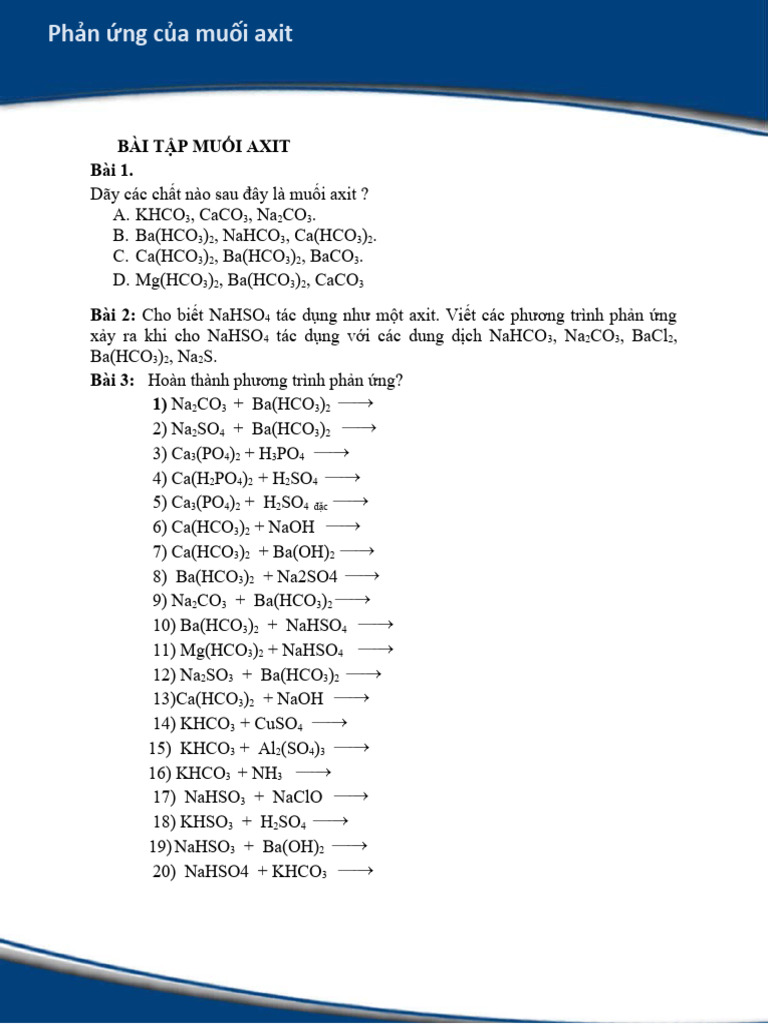 Bài Tập Muối Axit | PDF