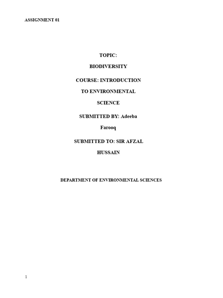 Adeeba Farooq Assignment 1 Intro To Environmental Science | PDF Adeeba Farooq Assignment 1 Intro To Environmental Science | PDF