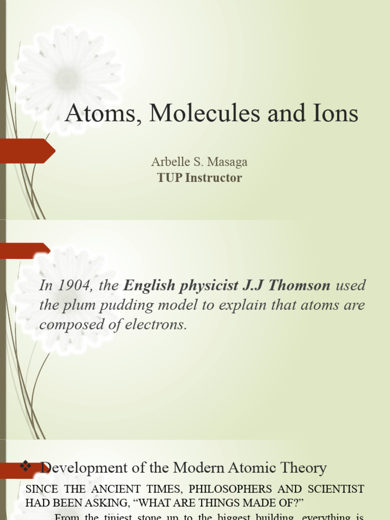 General Chemistry (Atoms, Molecules and Ions) | PDF