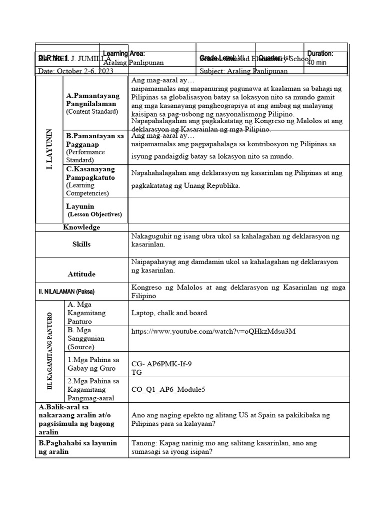 DLP Aral Pan 6 1 | PDF