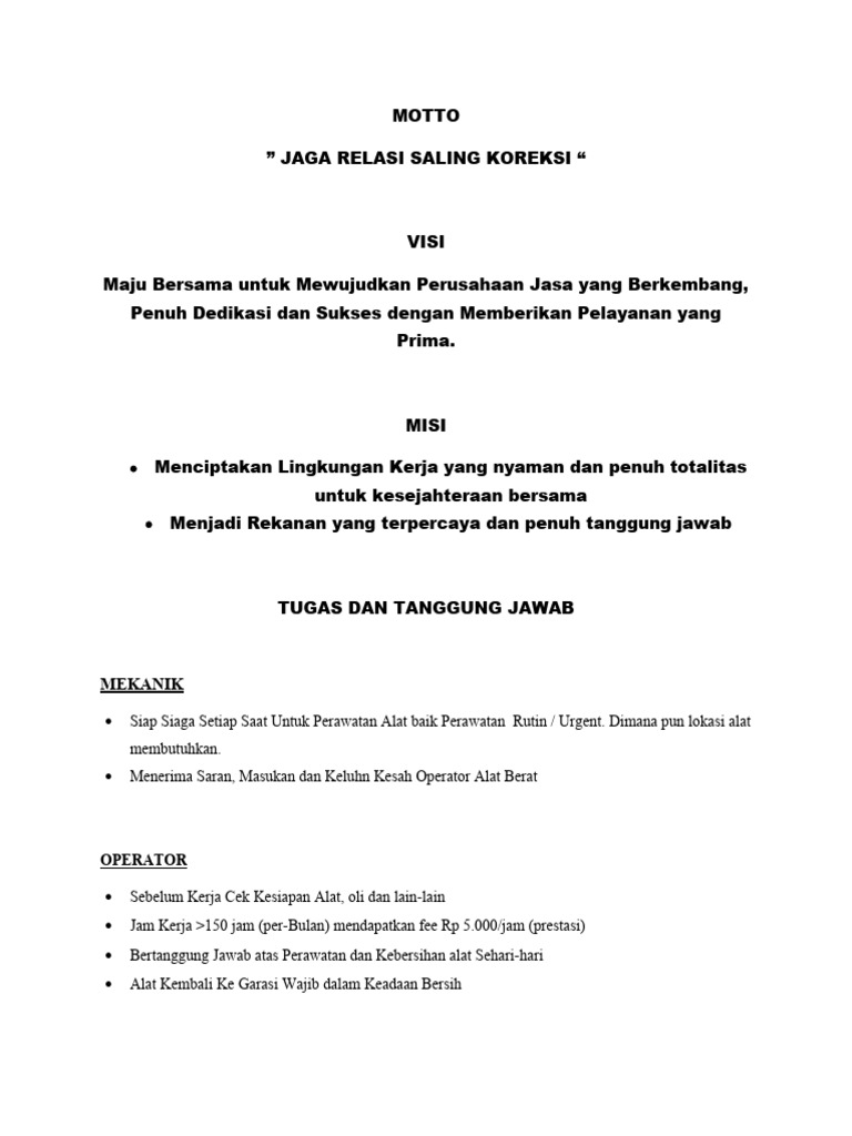 MOTTO CV Contoh | PDF