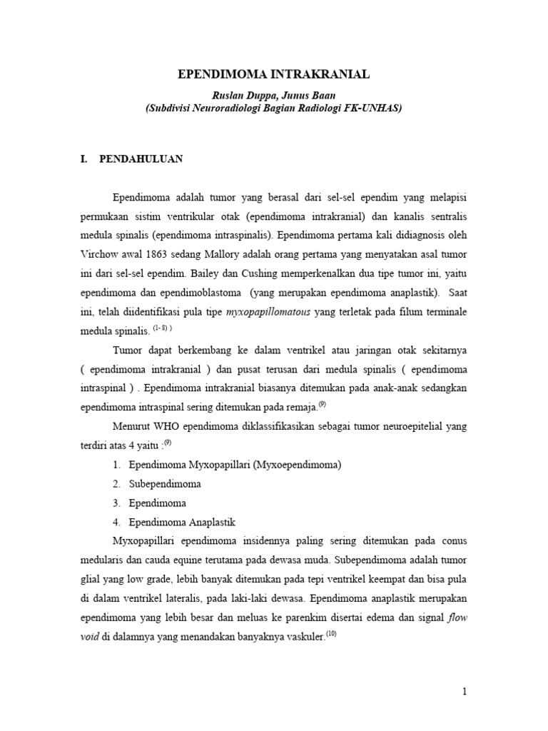 EPENDIMOMA Intrakranial | PDF