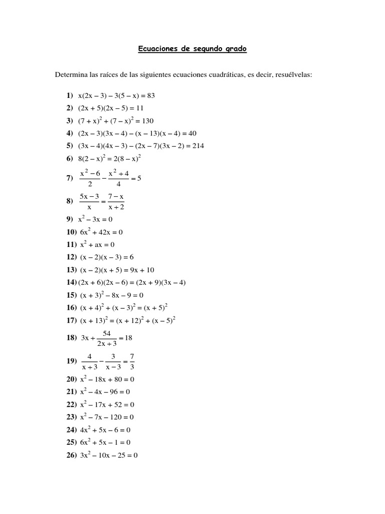 Ecuaciones de Segundo Grado | PDF