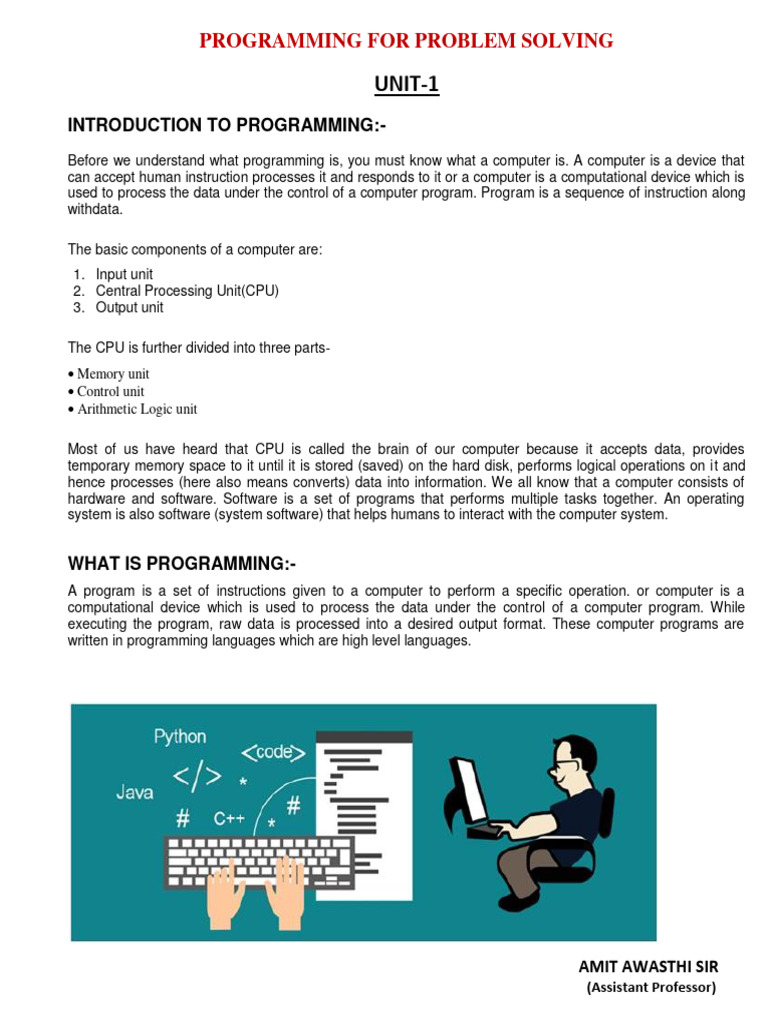 Unit-1 Study Material PDF | PDF | Programming | Computer Program