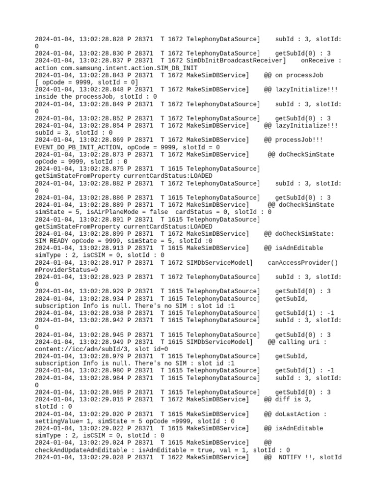 SIM Initialization Log | PDF