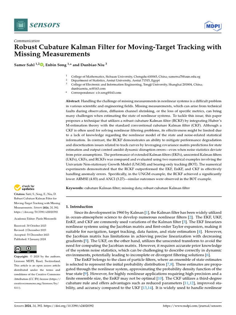 Second Paper | PDF | Kalman Filter | Mathematics