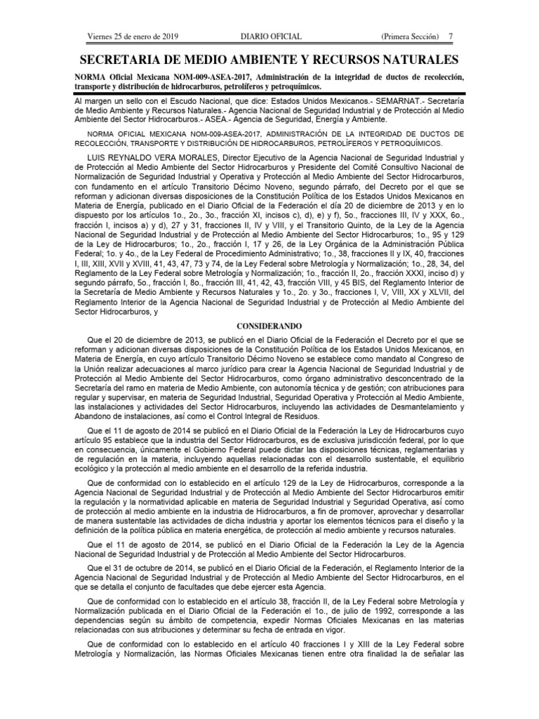 Dof - Semarnat - Nom 009 Asea 2017 | PDF