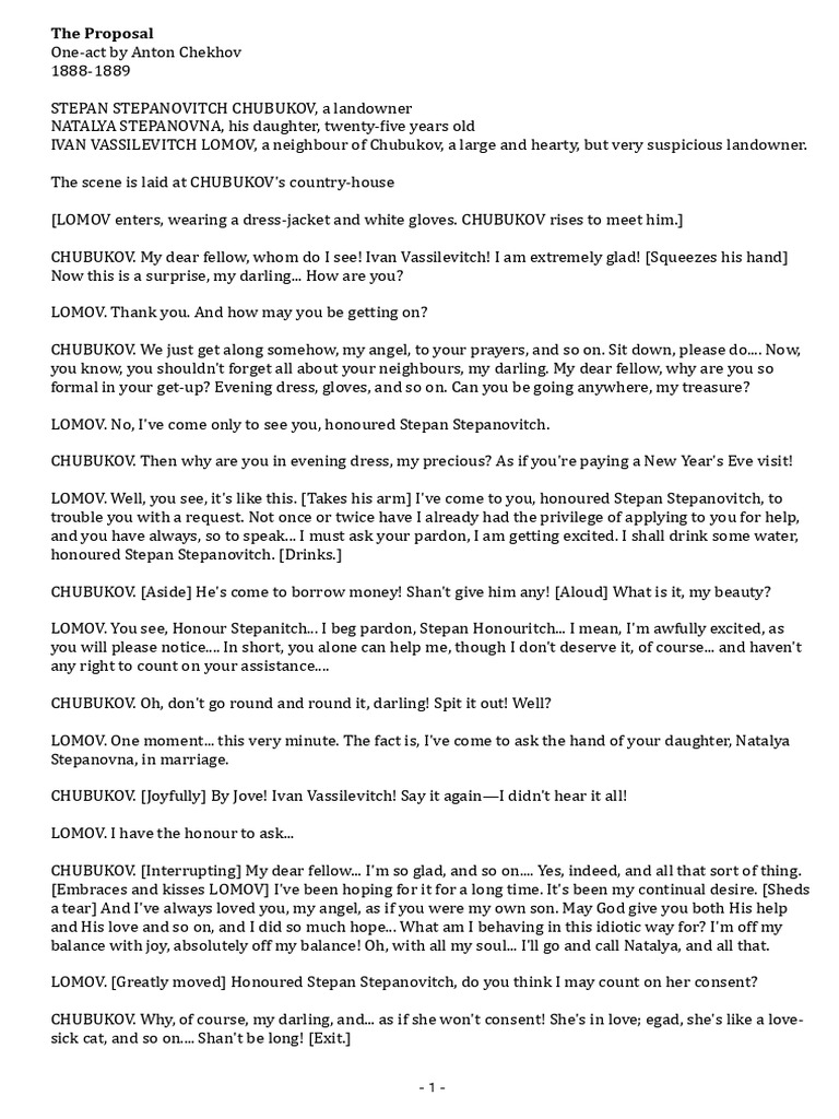 Chekhov's "The Proposal" Overview | PDF