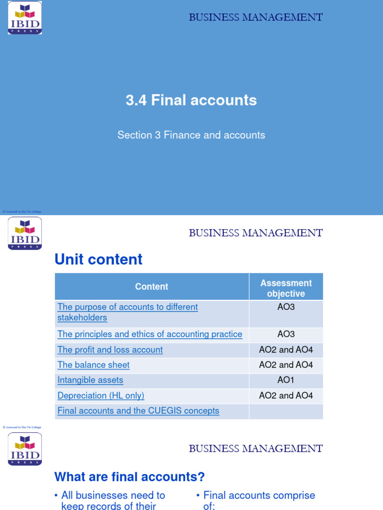 3.4 Final Accounts | PDF