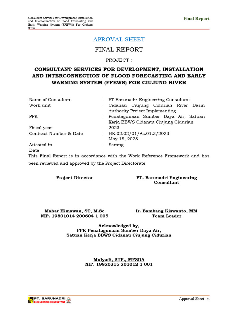 Approval Sheet - Laporan Final FFEWS - Han AI | PDF
