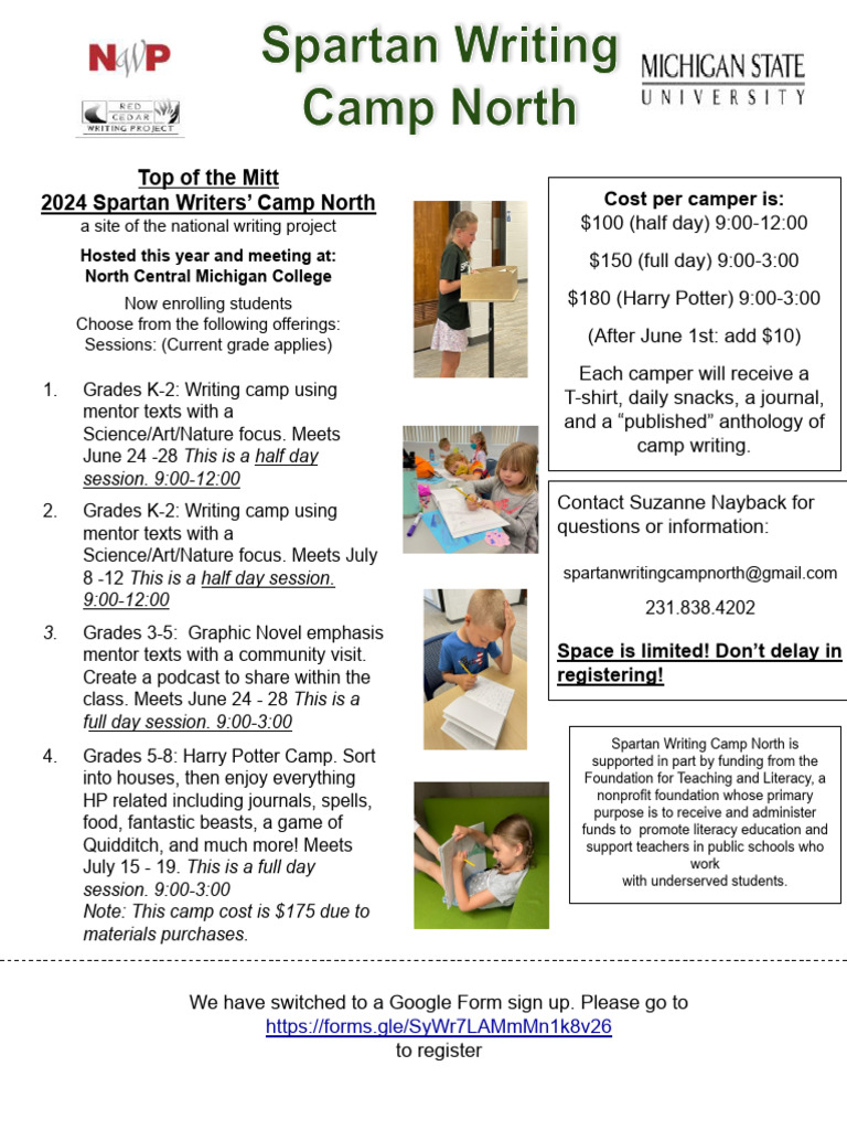 Elementary Spartan Writing Camp Flyer | PDF