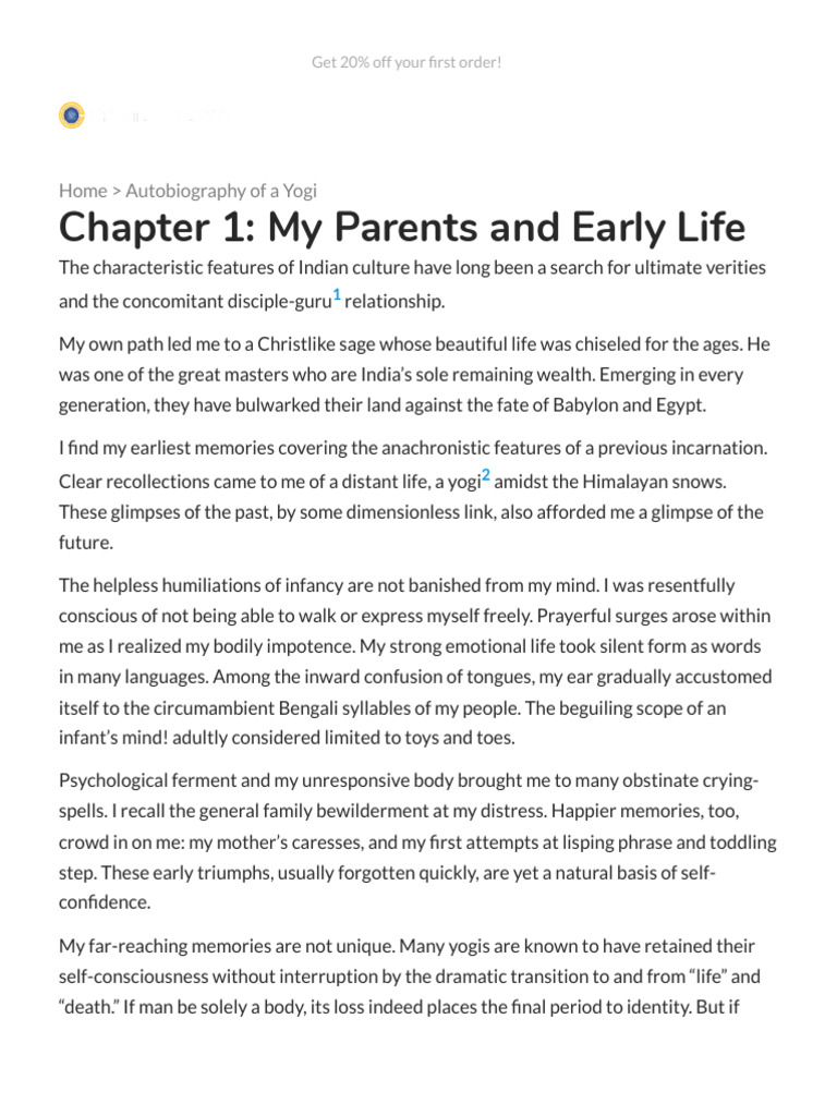 Chapter 1 - My Parents and Early Life - Autobiography of A Yogi | PDF