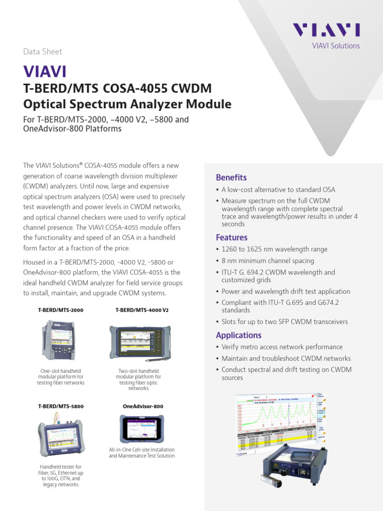 Cosa 4055 CWDM Optical Spectrum Analyzer Module T Berd Mts 2000 4000 ...