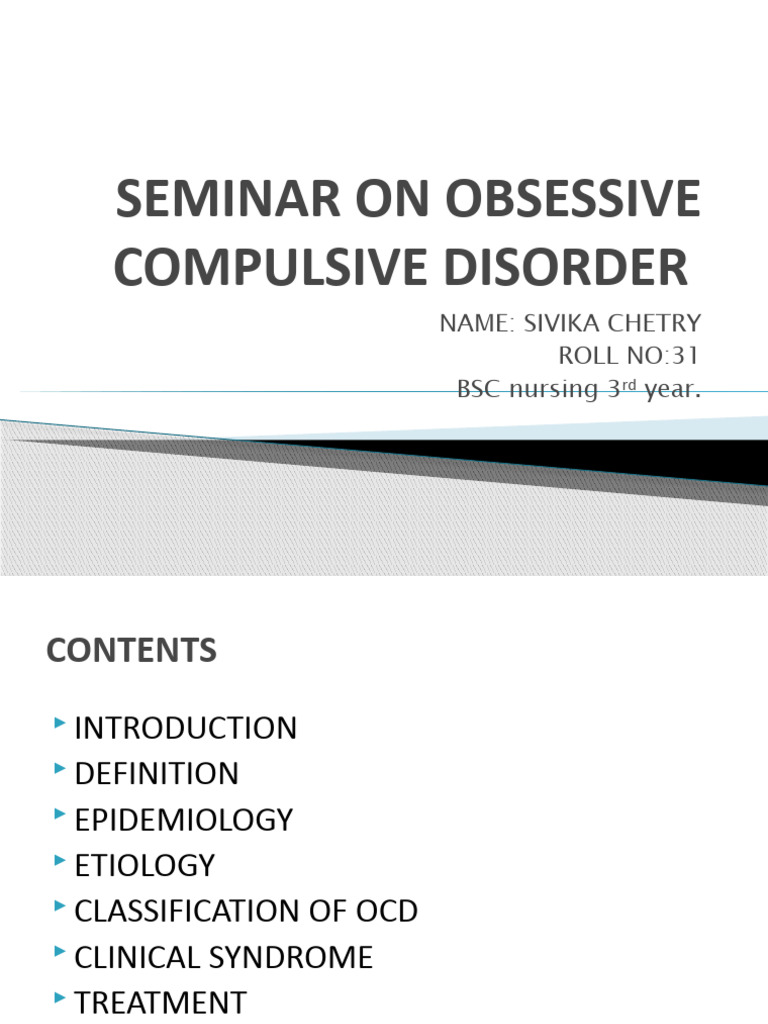 Seminar On Obsessive Compulsive Disorder | PDF