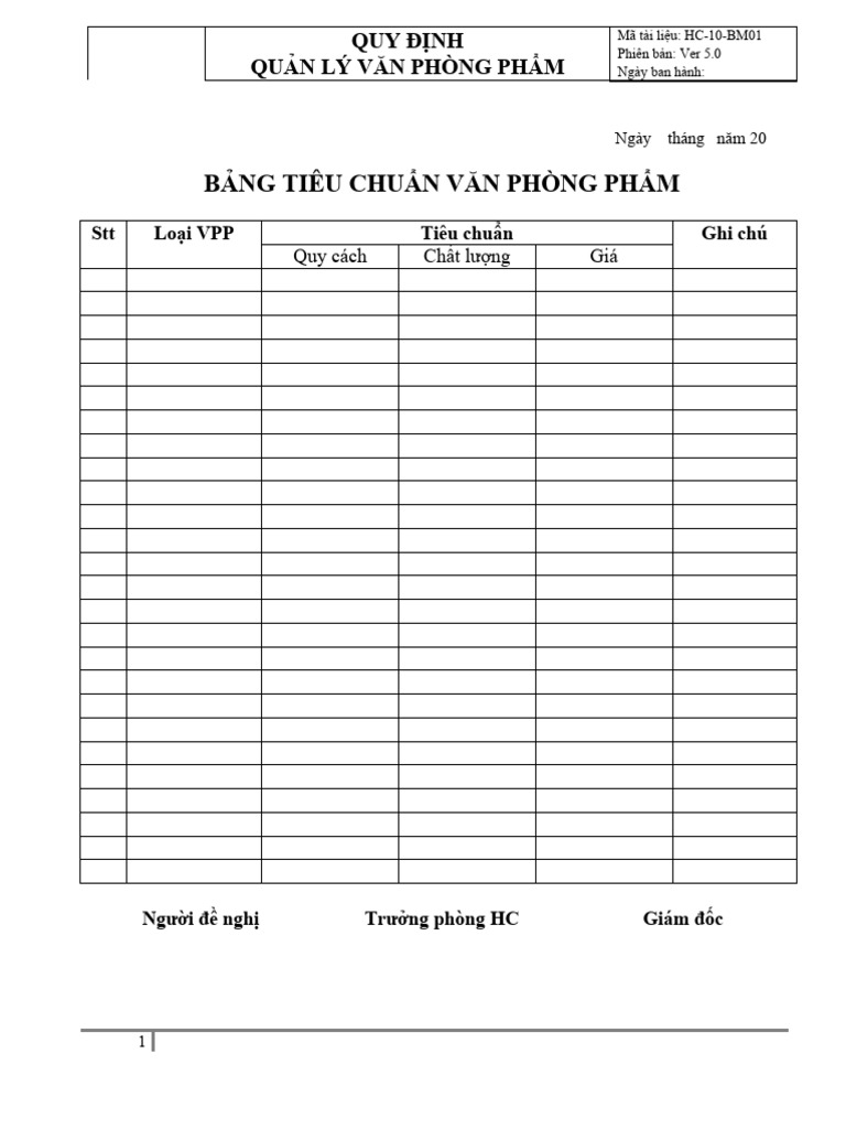 HC 08 Bm01 Bang Tieu Chuan VPP | PDF
