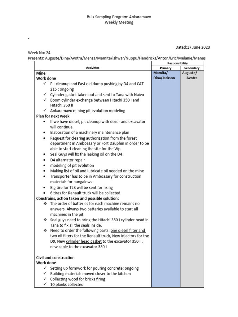 Week 24 - Weekly Meeting | PDF