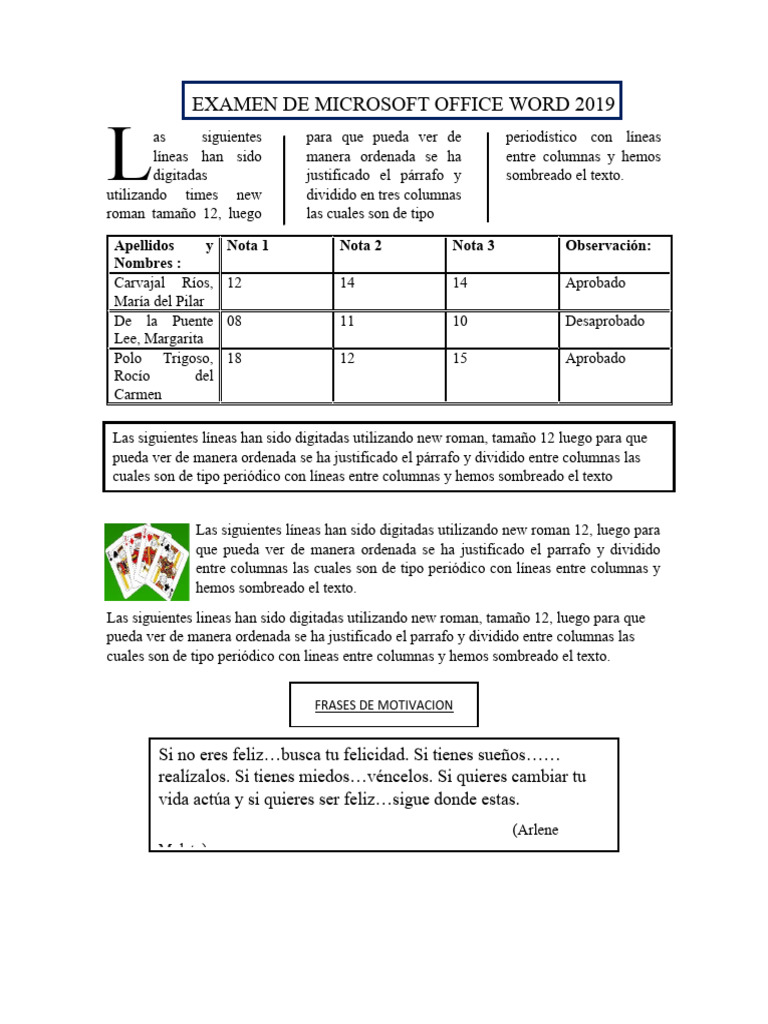 Examen de Microsoft Office Word 2019 | PDF
