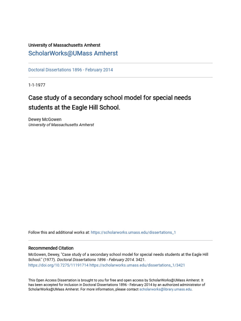 Case Study of A Secondary School Model For Special Needs Students | PDF ...