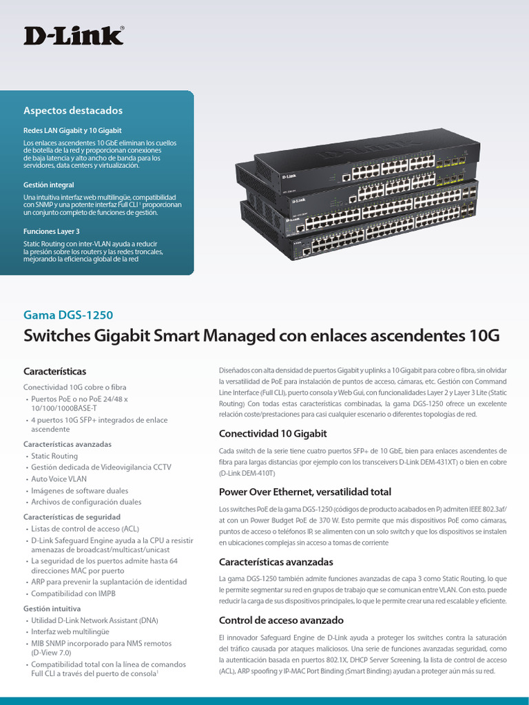 DGS 1250 Series Datasheet ES | PDF