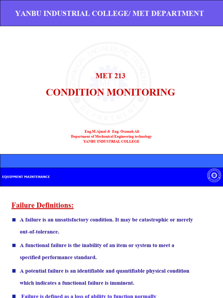 Condition Monitoring | PDF | Wear | Leak