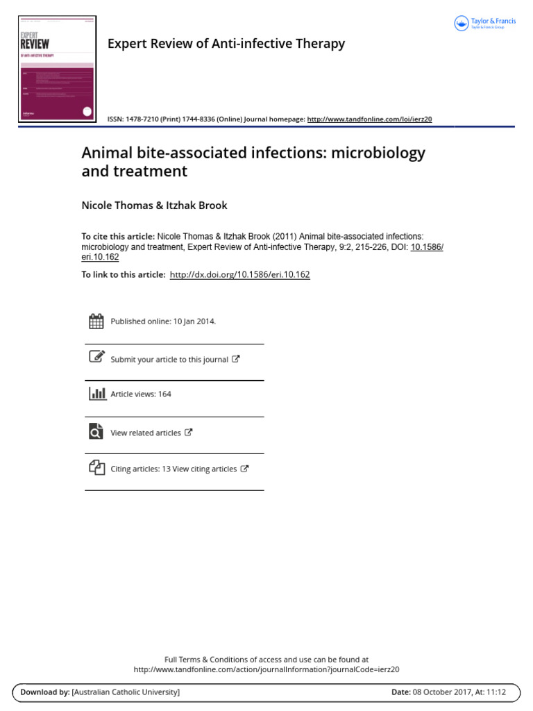 Animal Bite Infection Management | PDF | Rabies | Infection