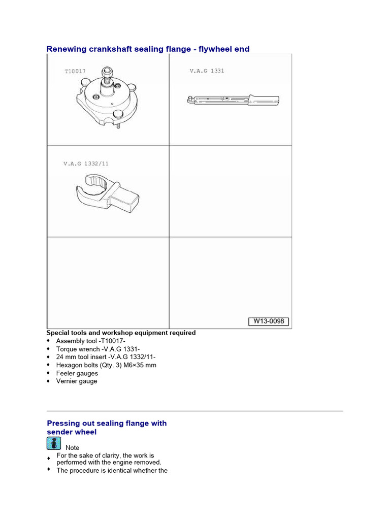Renewing Crankshaft Sealing Flange - Flywheel End | PDF | Screw | Nut ...