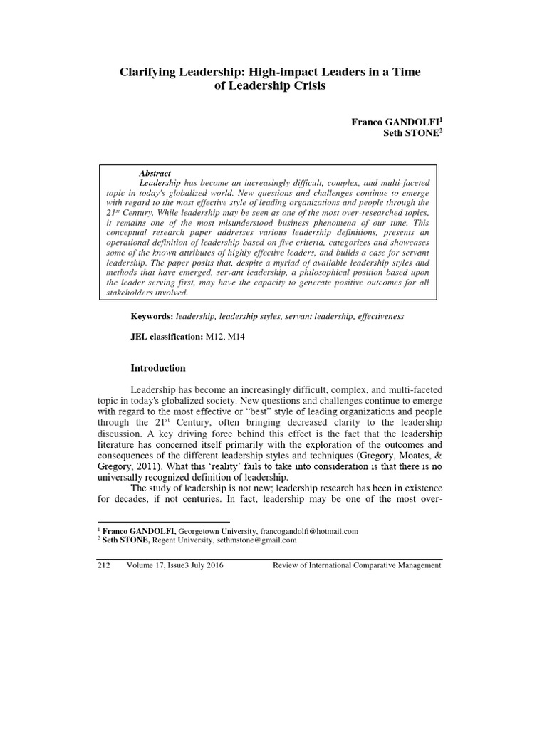 High-Impact Leadership in Crisis | PDF