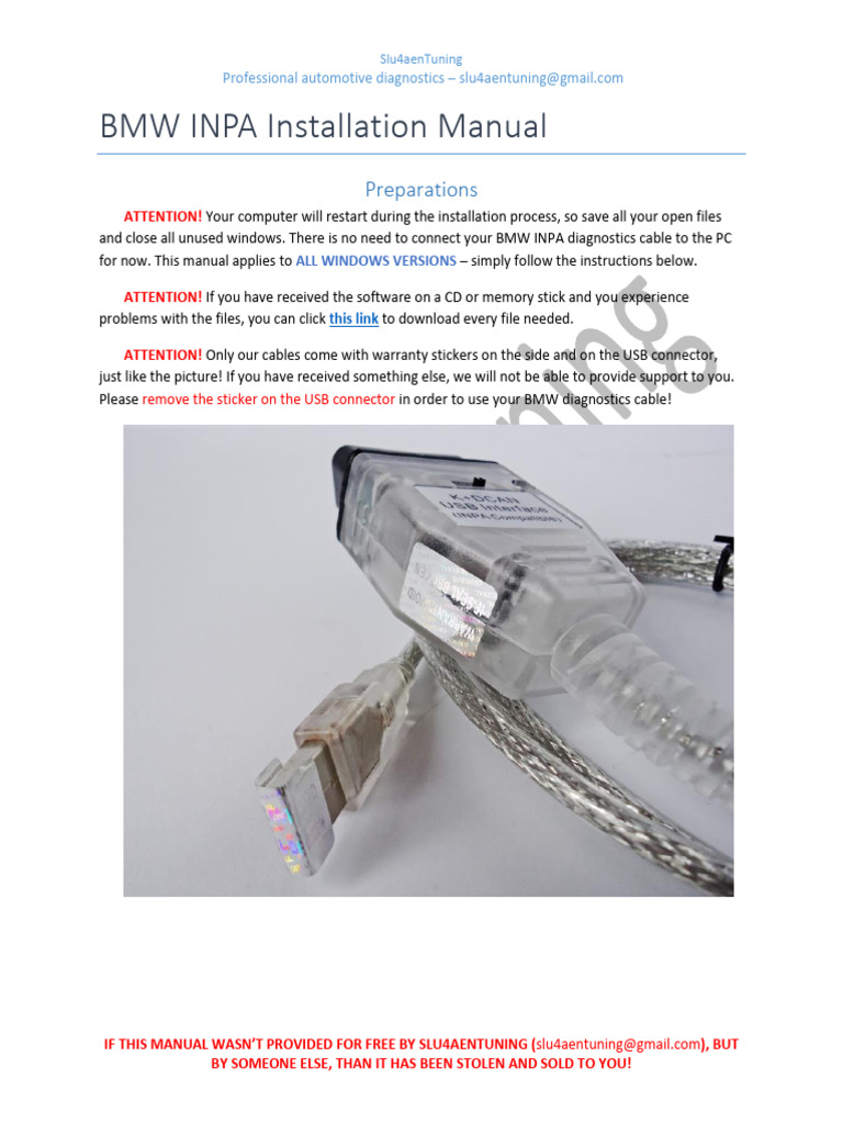 BMW INPA Installation Manual ALL Win OS | PDF | Windows Xp | Microsoft ...