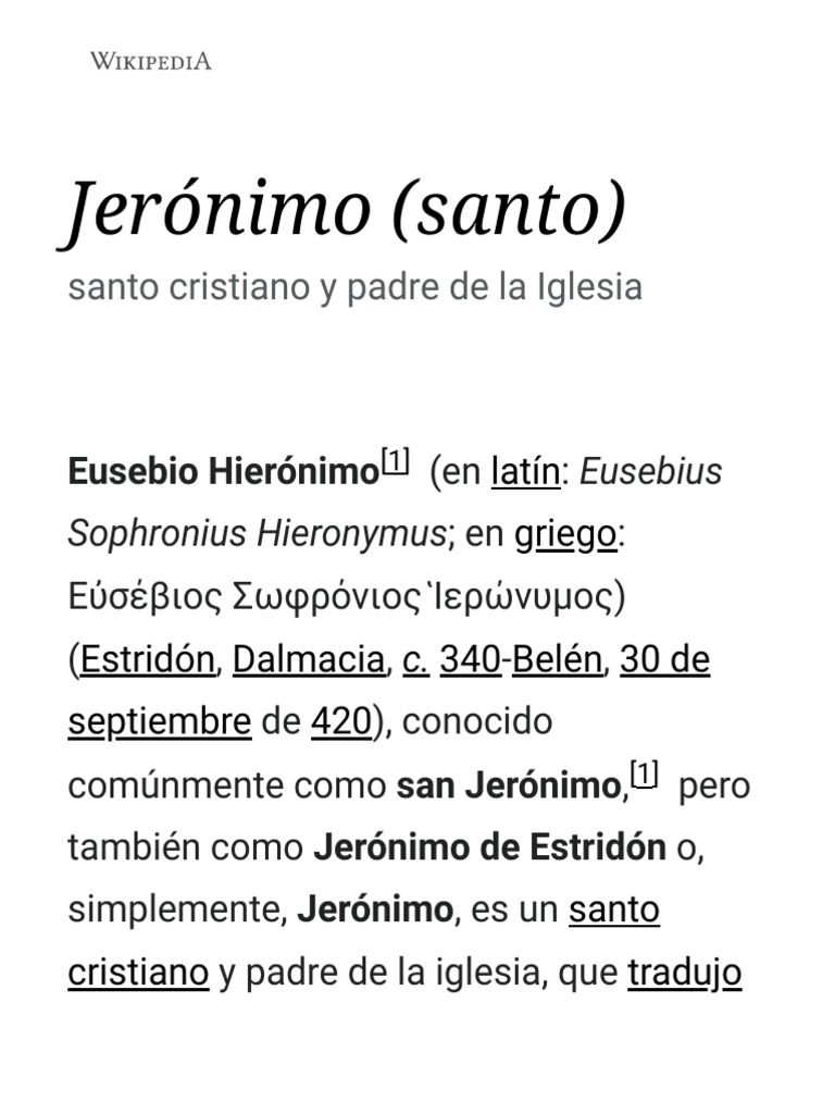 Jerónimo (Santo) - Wikipedia, La Enciclopedia Libre | PDF