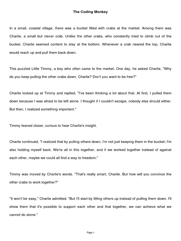 Crabs in A Bucket Story | PDF