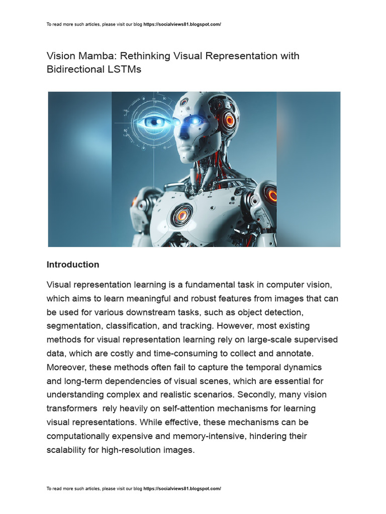 Vision Mamba: Rethinking Visual Representation With Bidirectional LSTMs | PDF | Computer Vision ...
