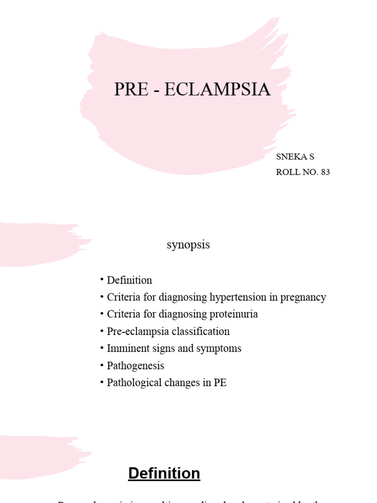 Pre - Eclampsia . | PDF