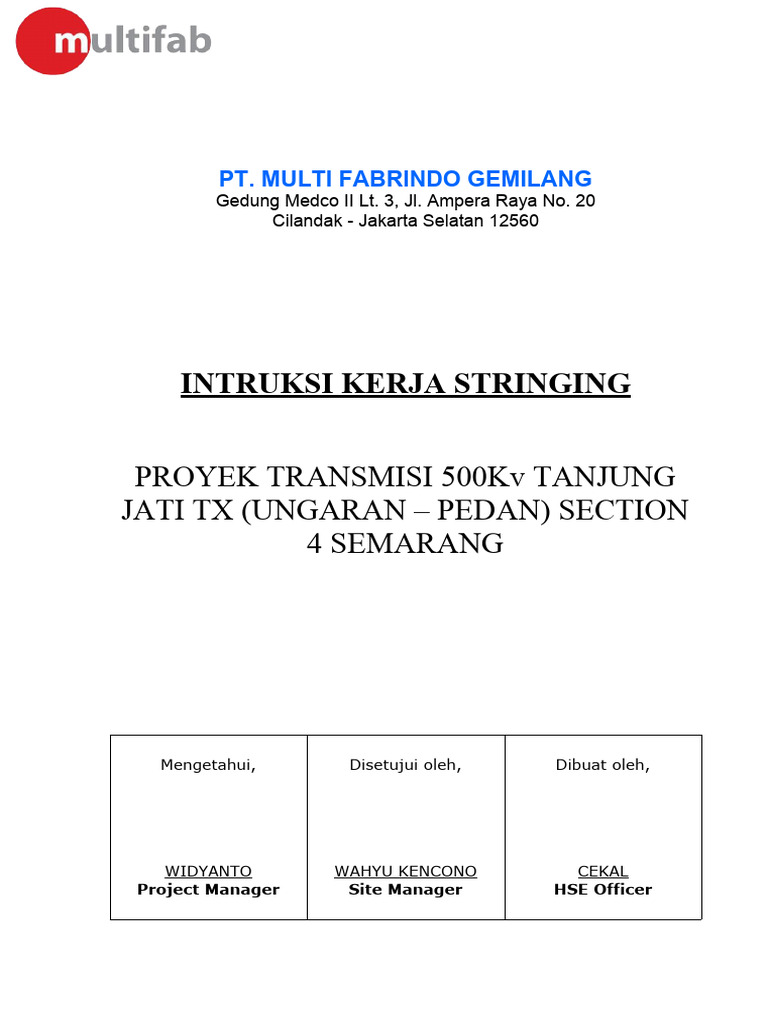 Intruksi Kerja Stringing | PDF | Sains & Matematika