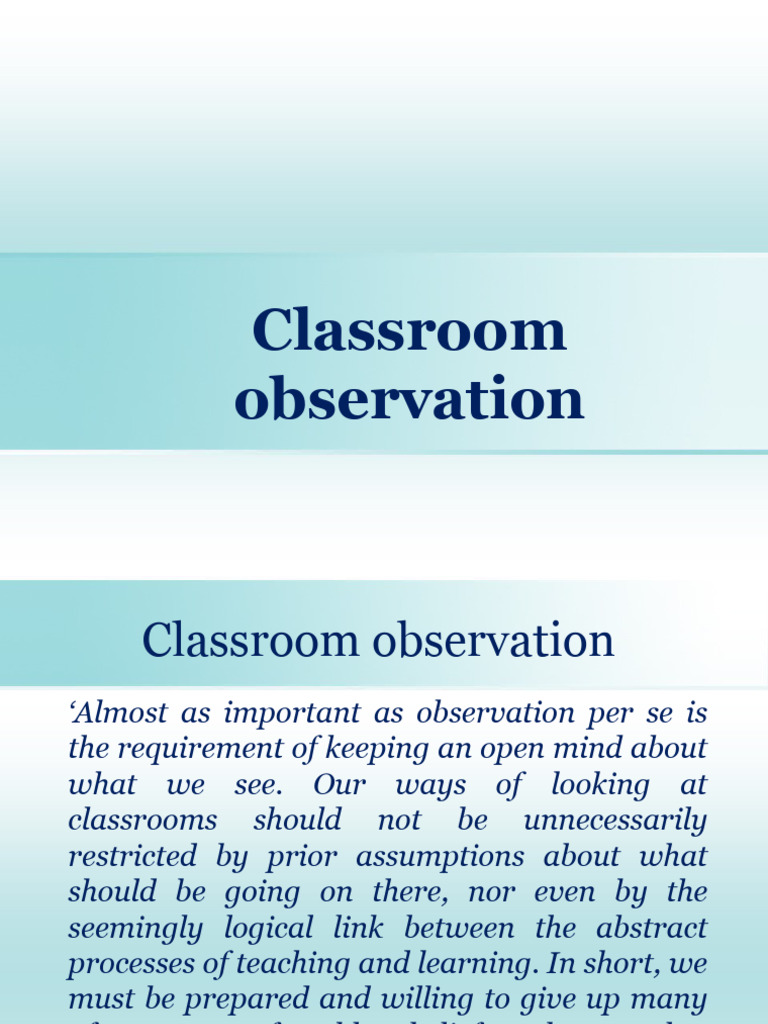 Classroom Observation-Nov | PDF | Teachers | Classroom