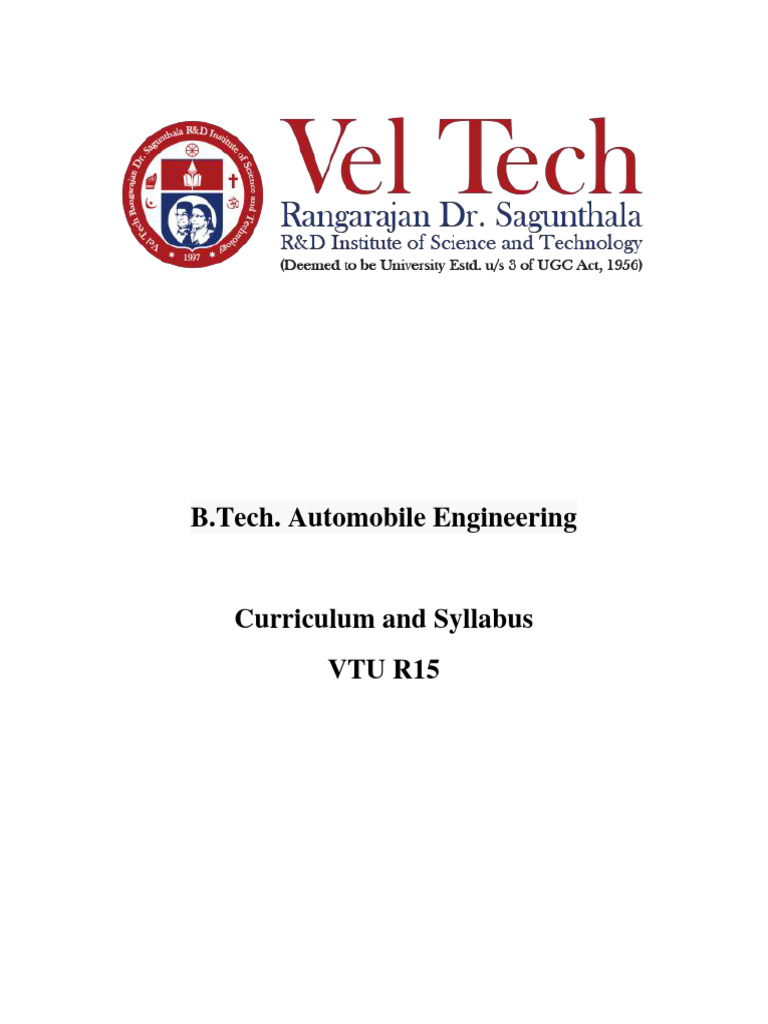 B.tech. Automobile Engineering Curriculum and Syllabus | PDF | Entropy ...