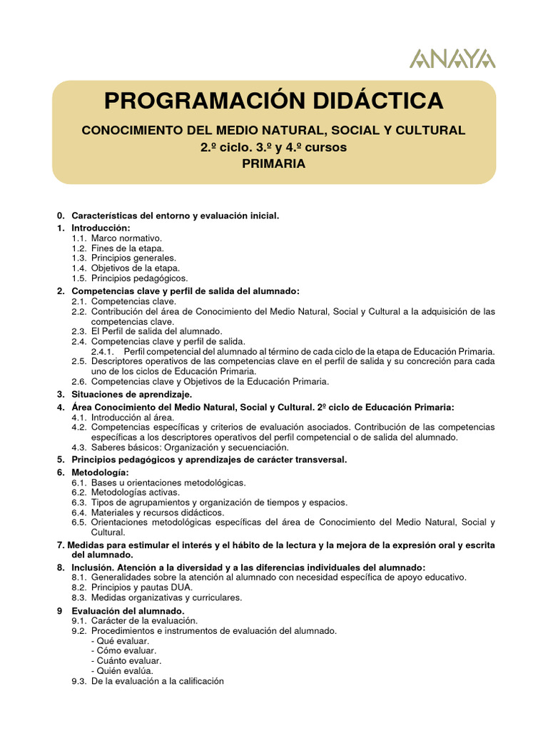 PD - CMedio - 2C - P - and - v2 Programacion Dudactica | PDF | Educación primaria | Plan de estudios