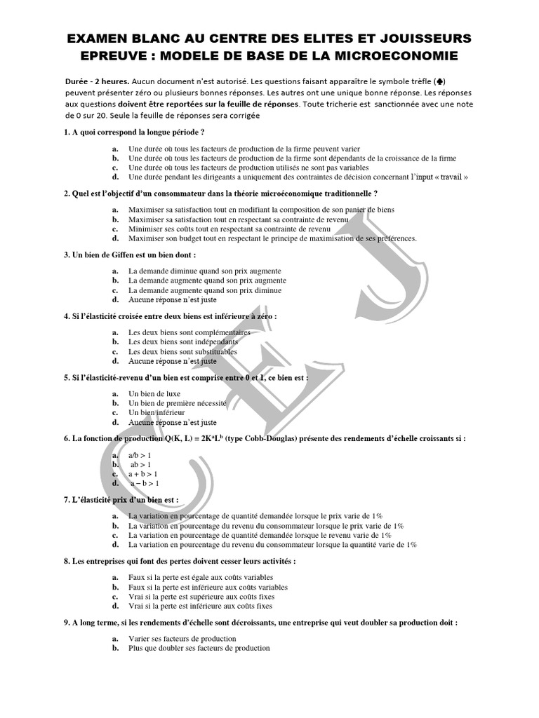 Exam Eco 101 - 104231 | PDF