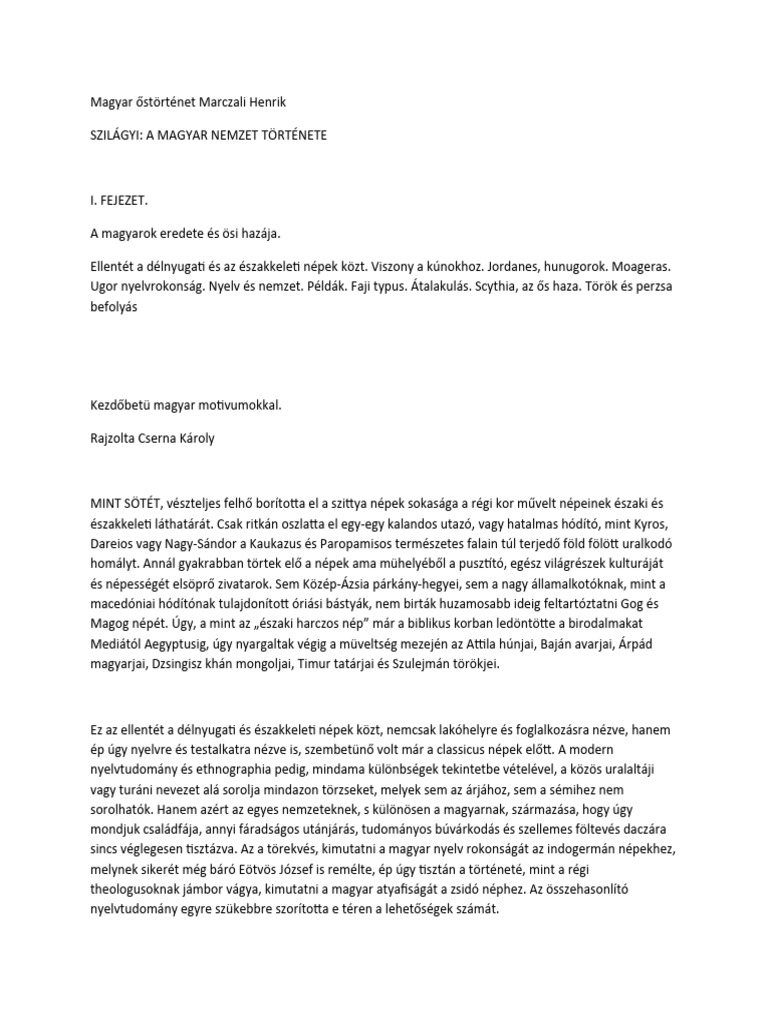 Magyar Őstörténet Marczali Henrik | PDF