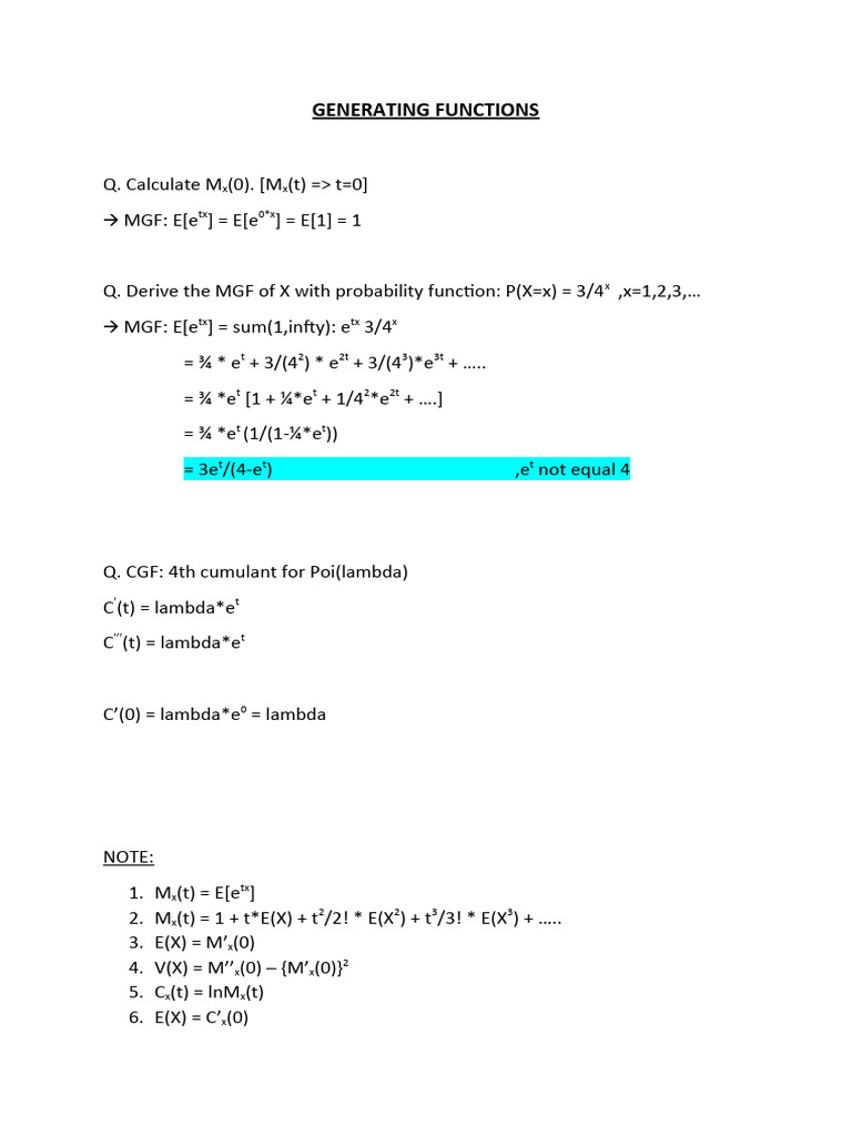 Generating Functions | PDF