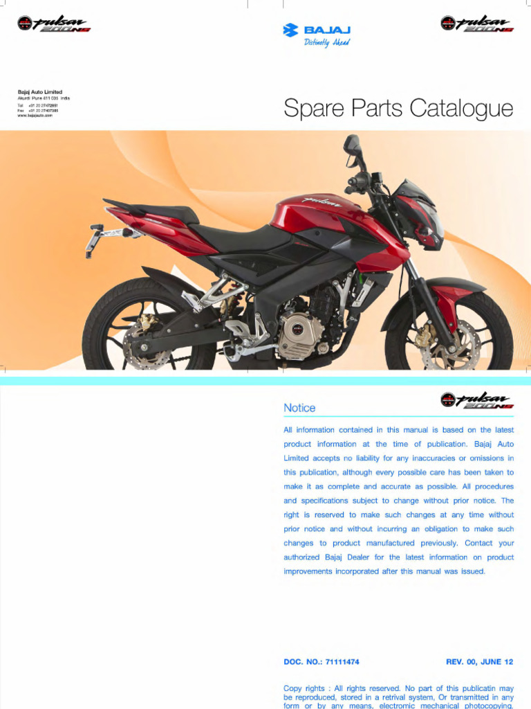 Manual De Partes pulsar ns200 | PDF