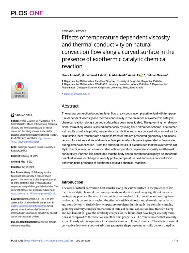 Effects of Temperature Dependent Viscosity | PDF | Fluid Dynamics | Convection